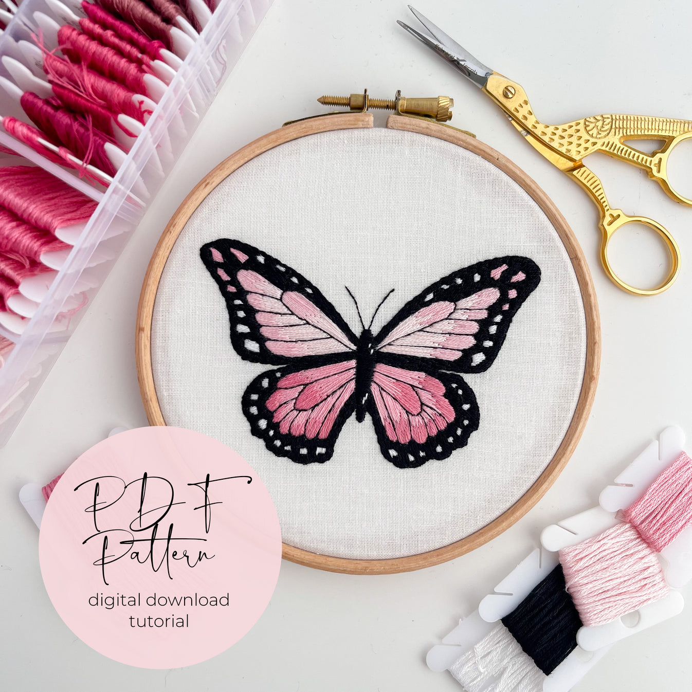 Butterfly Hand Embroidery PDF Pattern – Stitch Ambition